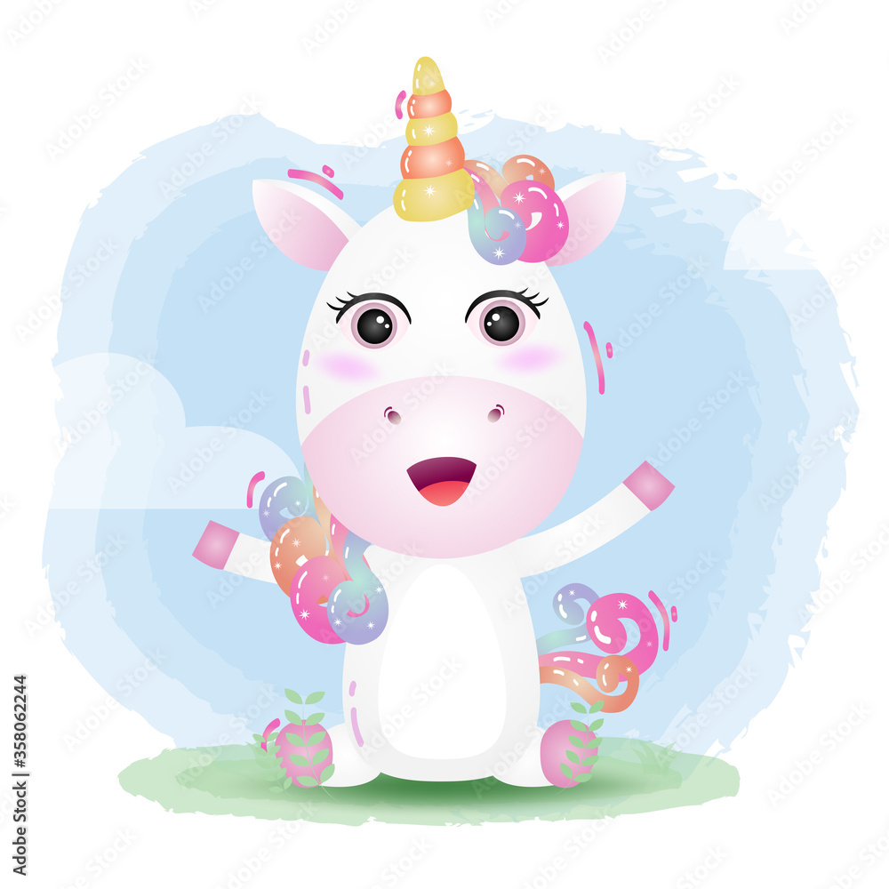 cute unicorn in the children's style. cute cartoon unicorn vector ...