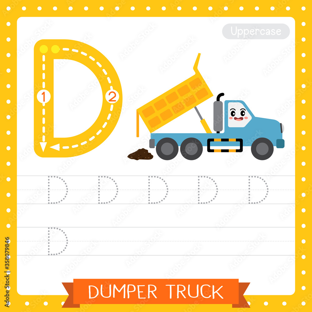 Letter D uppercase tracing practice worksheet. Dumper Truck Stock ...