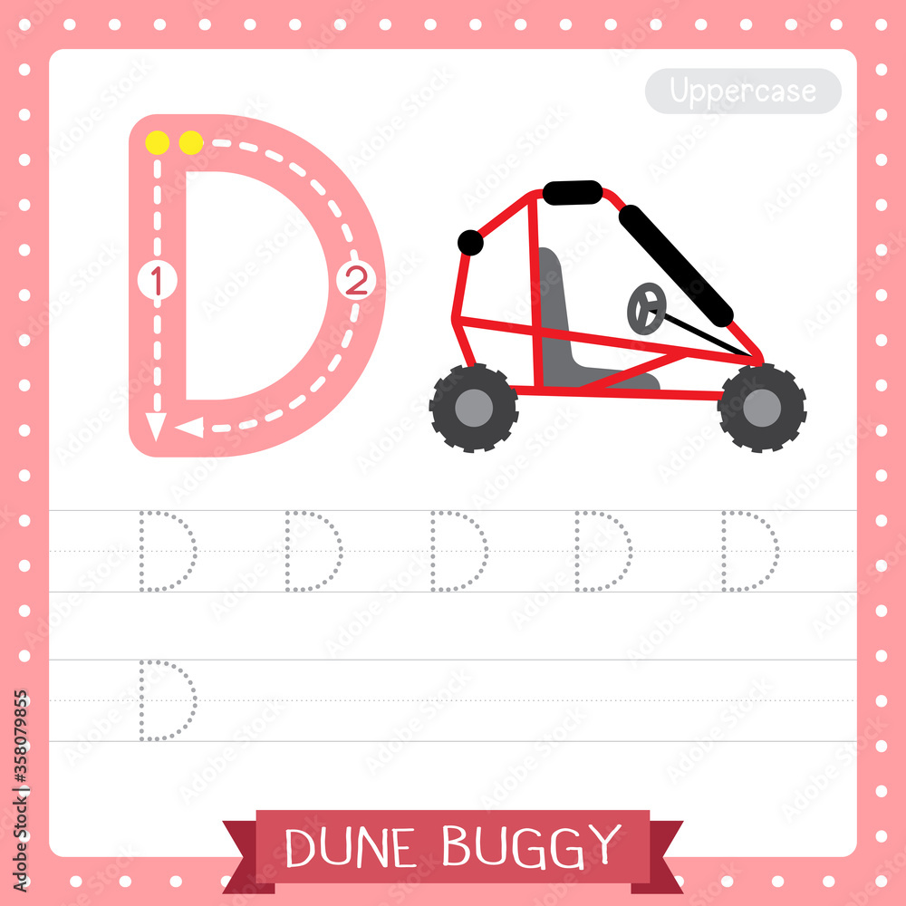 Letter D uppercase tracing practice worksheet. Dune Buggy Stock Vector ...