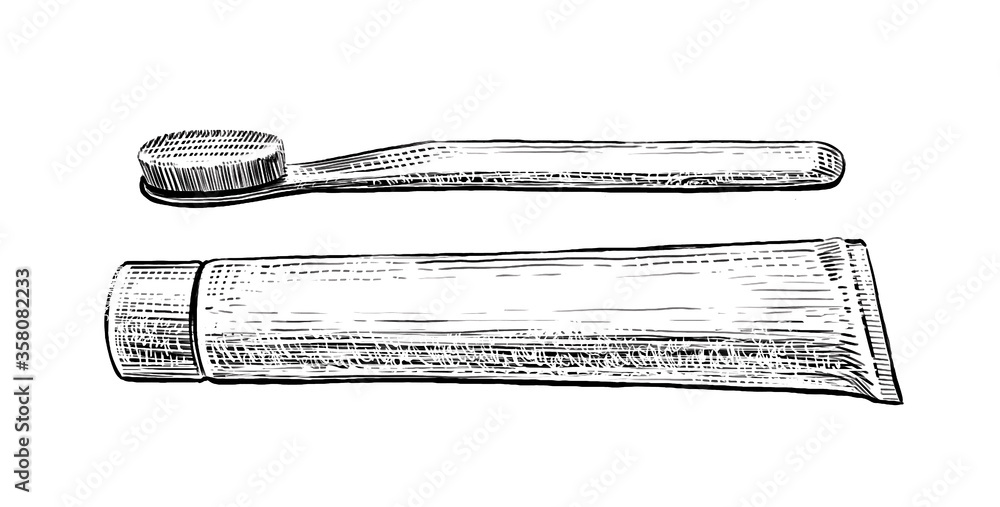 Toothbrush And Toothpaste Drawing