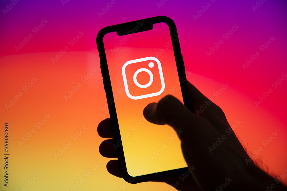 LONDON, UK - June 2020: An instagram logo on the screen of a smartphone ...