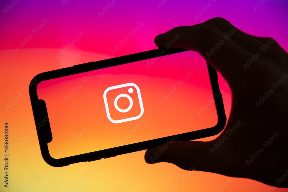 LONDON, UK - June 2020: An instagram logo on the screen of a smartphone ...
