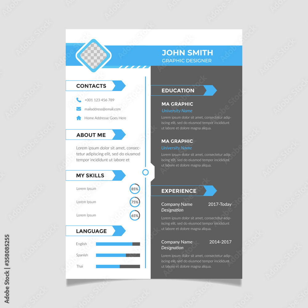 One Page Editable Cover Letter and Resume Vector with Black and White ...