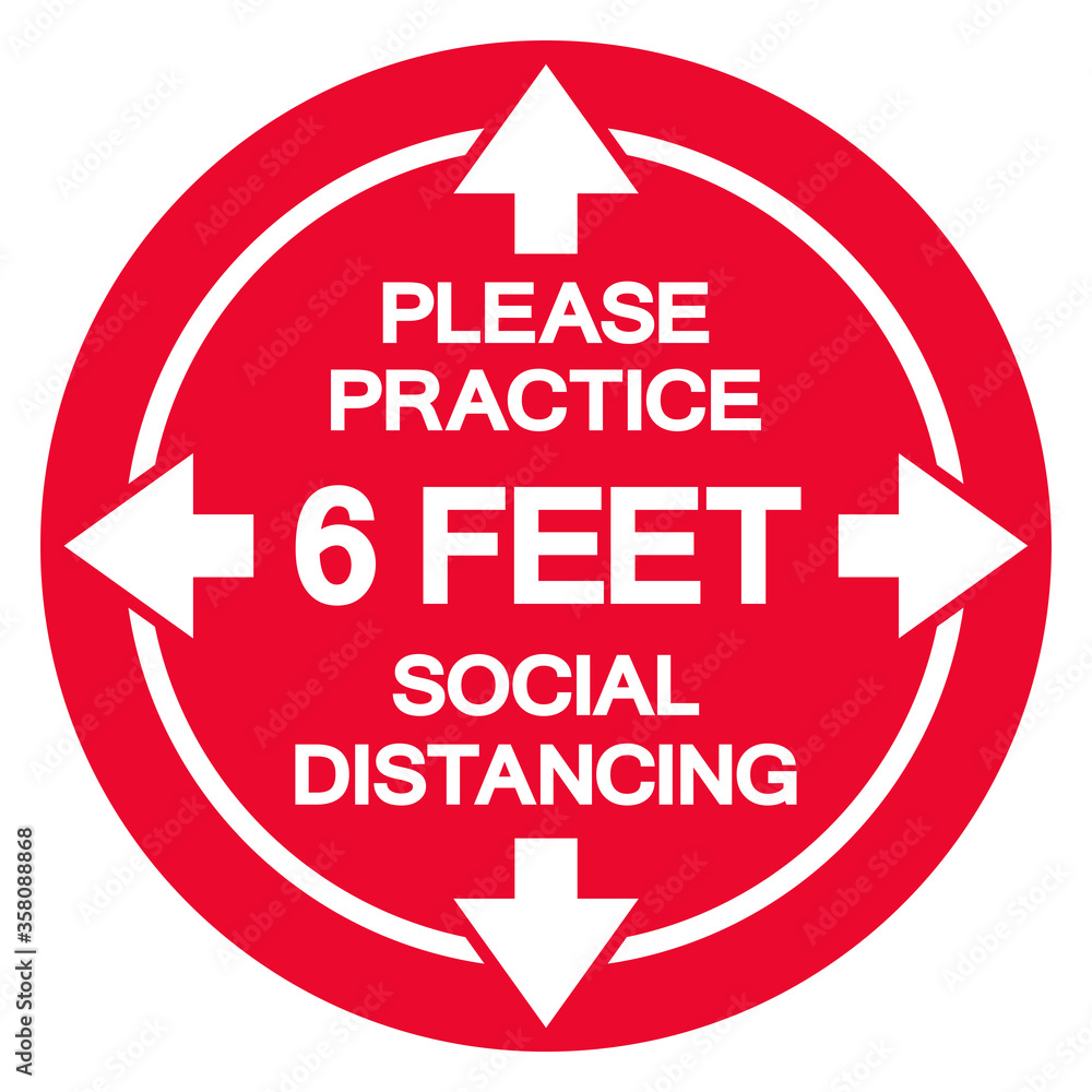 Please Practice 6 Feet Social Distancing Symbol, Vector Illustration ...