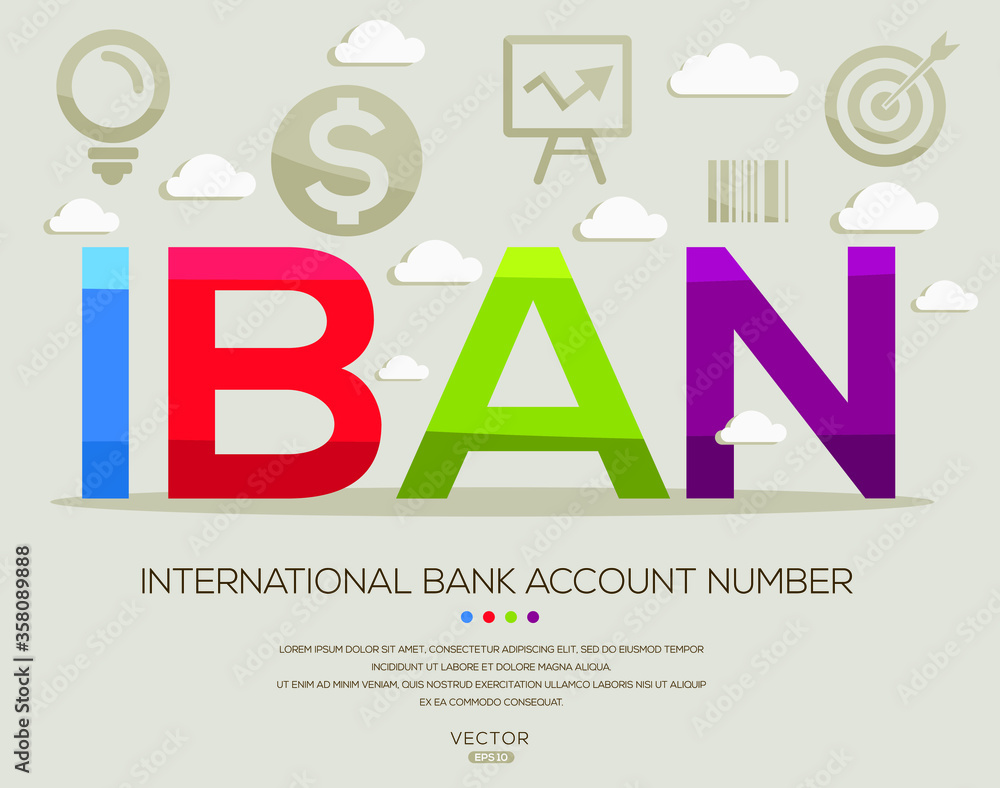 Iban mean (international bank account number) ,letters and icons,Vector ...