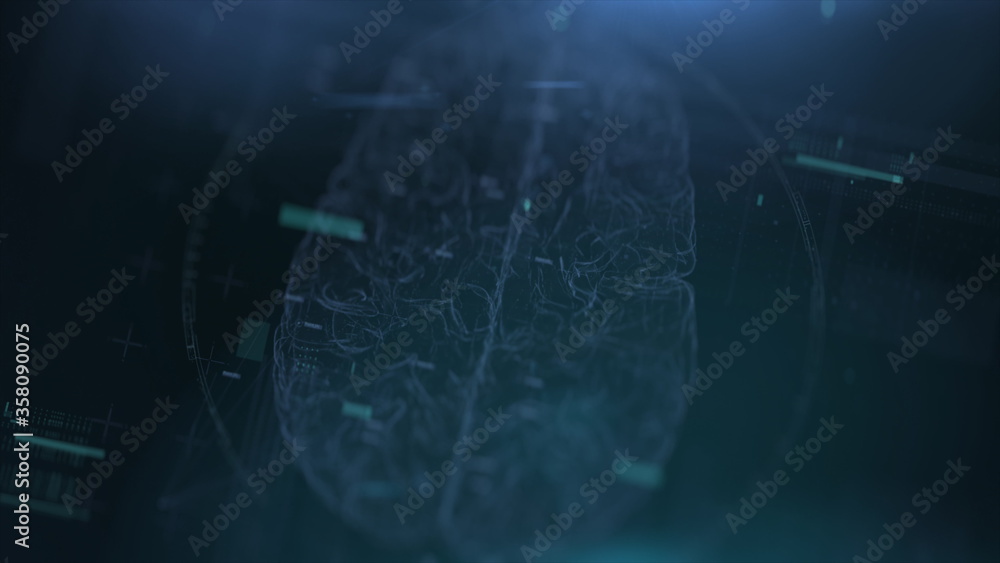 Artificial intelligence and brainstorm concept. 3D Render Brain ...