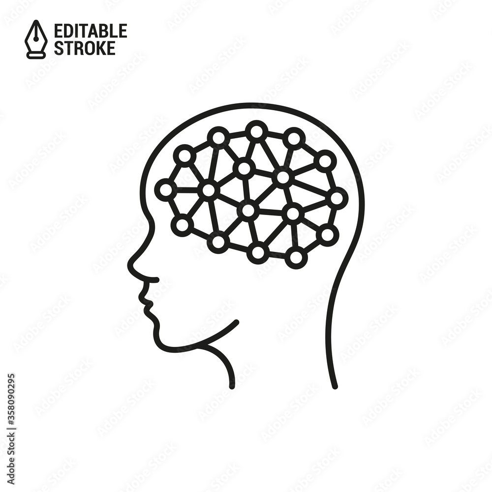 Head with neural connections icon. The human brain in the form of ...