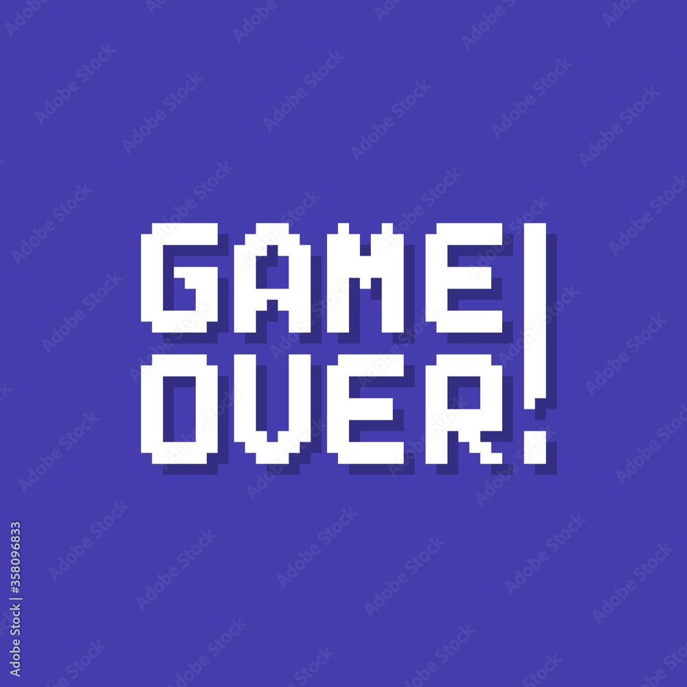 white simple pixelated game over text Stock Vector | Adobe Stock