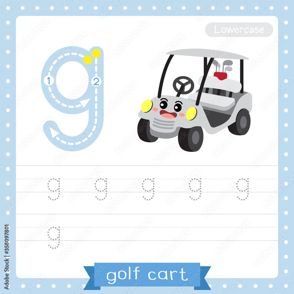 Letter G lowercase tracing practice worksheet. Golf Cart Stock Vector ...