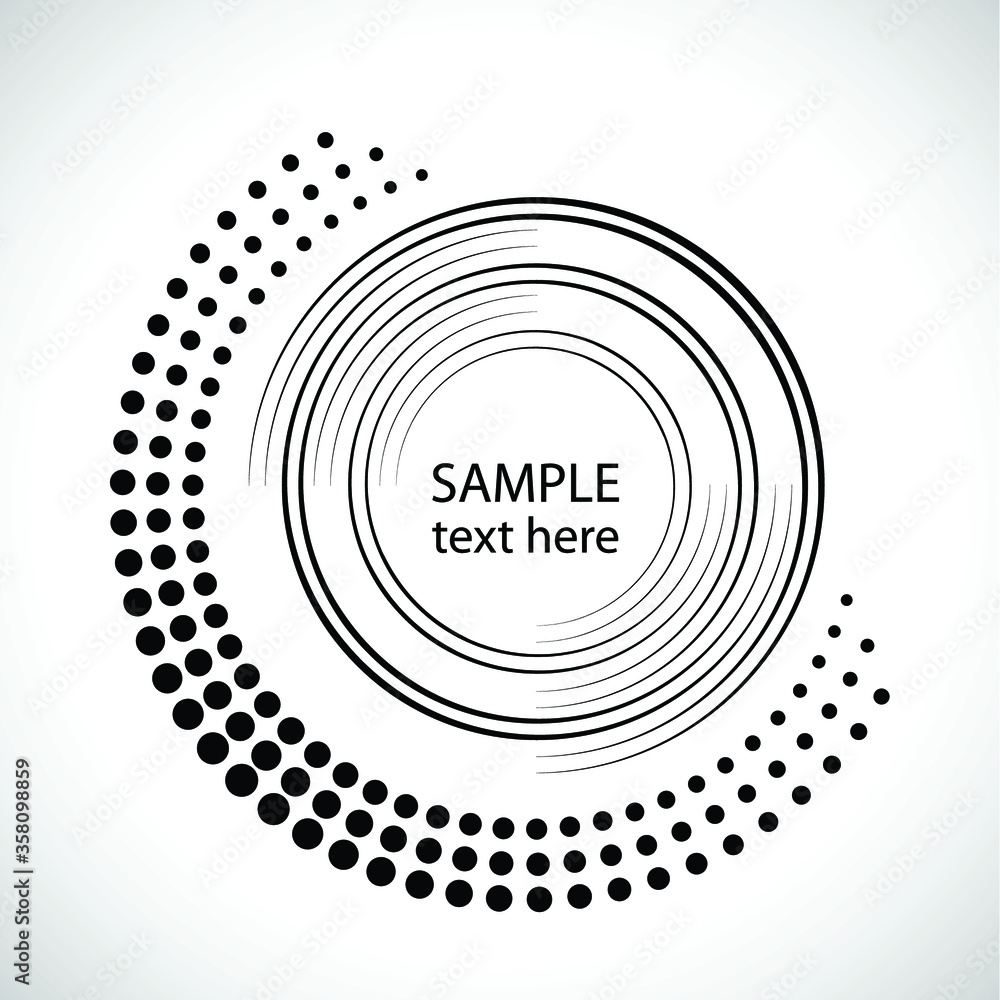 Halftone dots in circle form. round logo . vector dotted frame . design ...