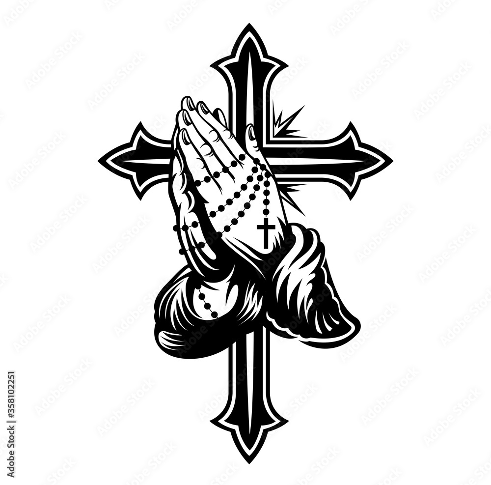 Praying Hands With Cross Necklace