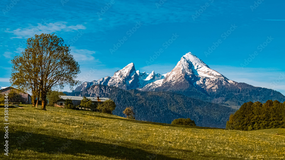 Beautiful alpine spring view near Berchtesgaden, Bavaria, Germany with ...