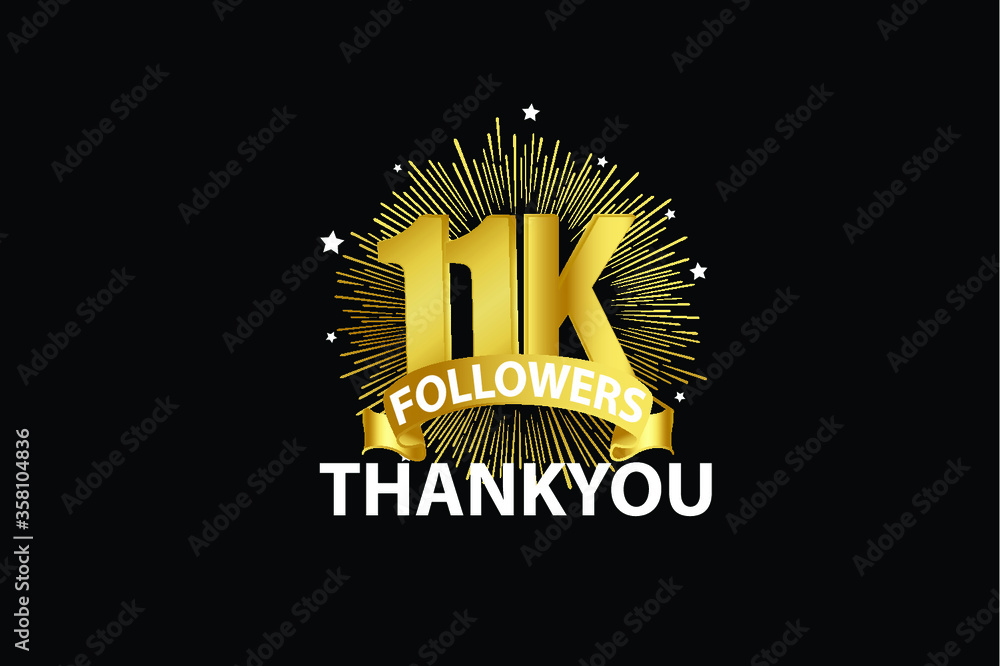 11K,11.000 Followers anniversary, minimalist logo years, jubilee ...