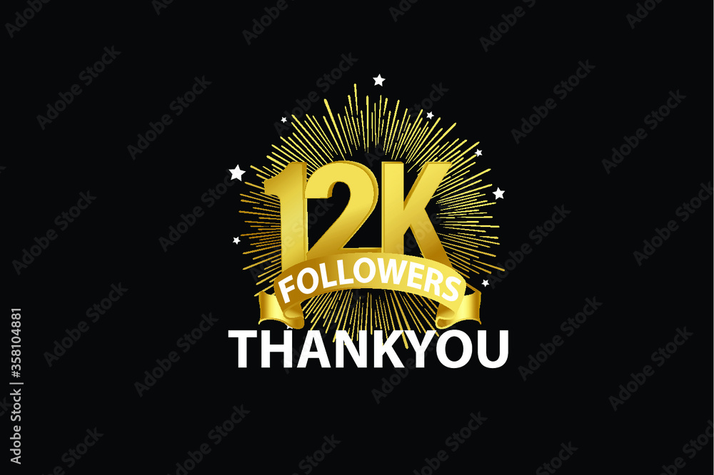 12K,12.000 Followers anniversary, minimalist logo years, jubilee ...