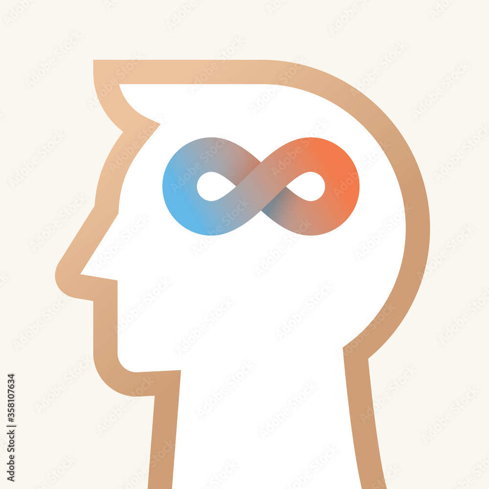 Infinity mind potential. Human head brain. Concepts: endless potential ...