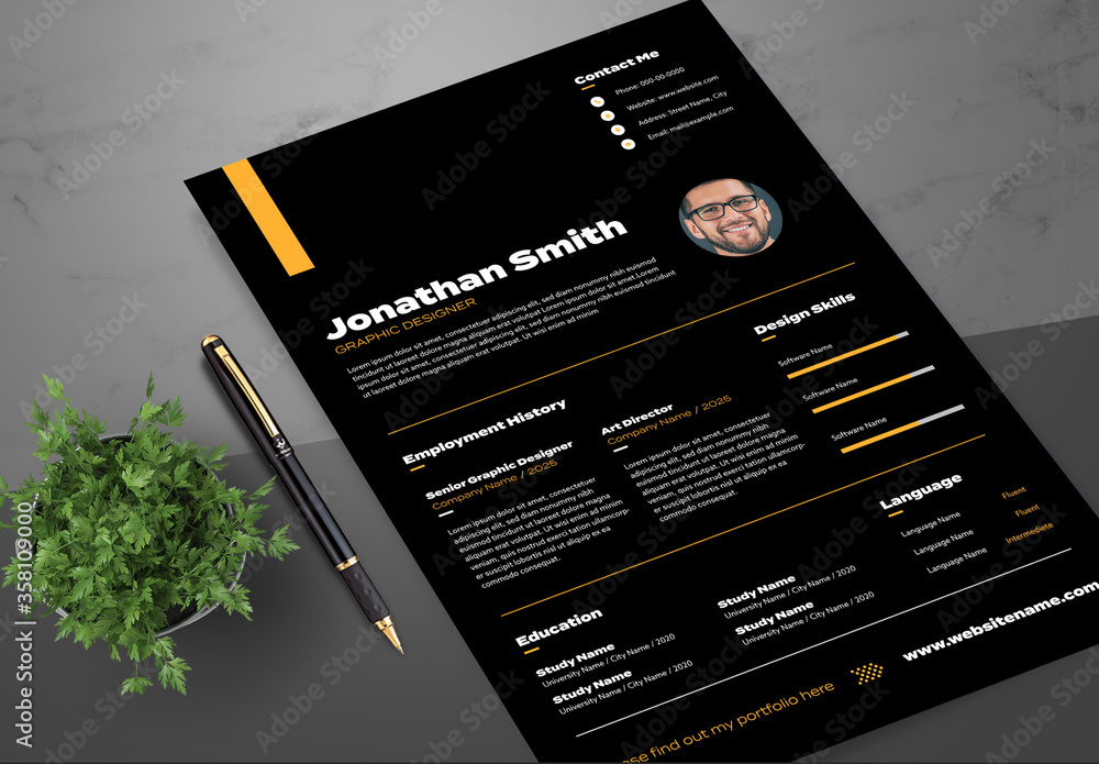 Graphic Designer Resume Layout Stock Template | Adobe Stock