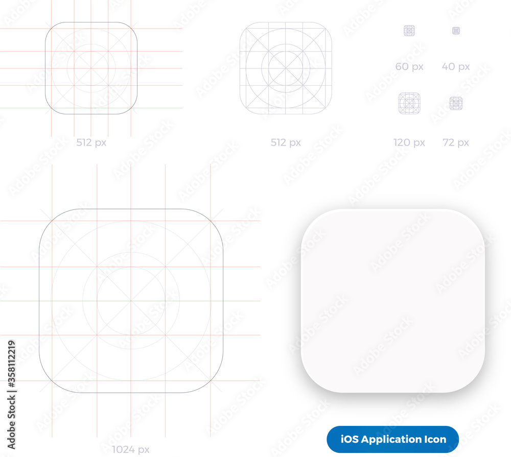 iOS Application Icon Template Scalable Grid System Stock Vector | Adobe ...