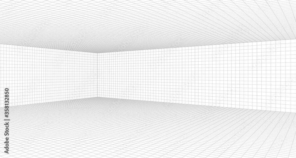 Room perspective grid background 3d Vector illustration. Model ...