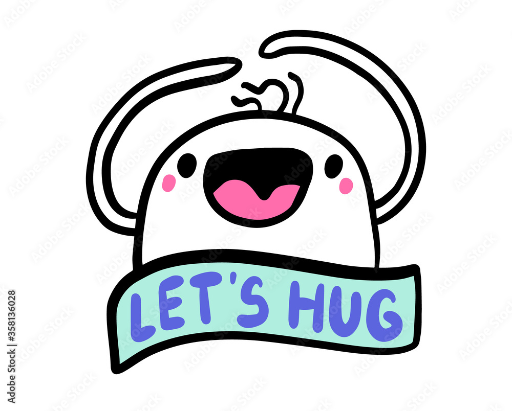 Let's hug hand drawn vector illustration in cartoon comic style man ...
