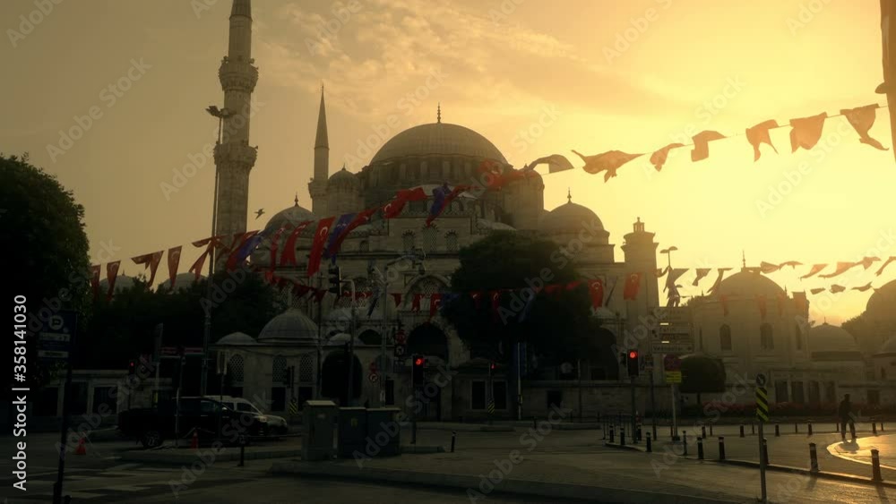 Exterior view of Sehzade Camii or the Prince Mosque at sunrise. Built ...