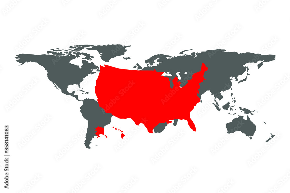 USA map on world map vector illustration Stock Vector | Adobe Stock