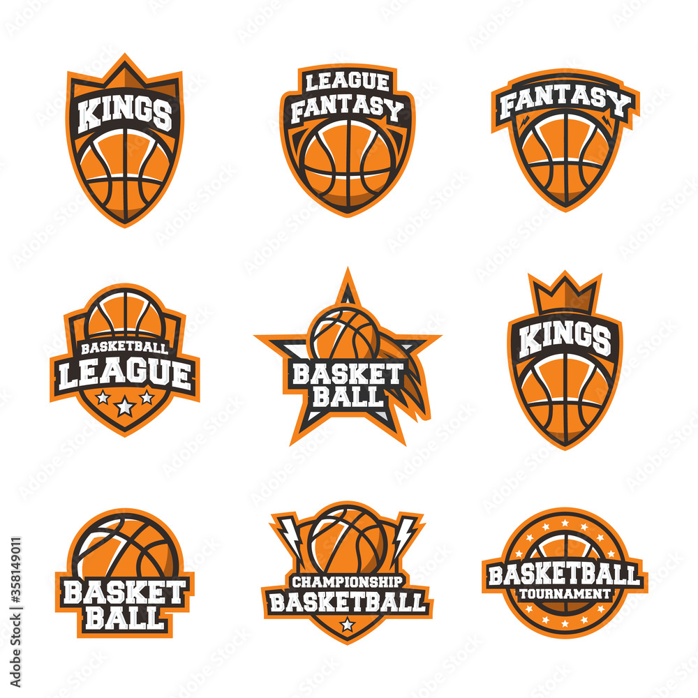 Basketball logo set. Modern basketball emblems templates isolated on ...