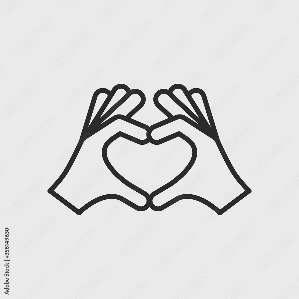 Hands making heart shape gesture. Protect, respect, save icon concept ...