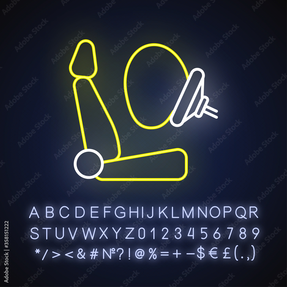 Airbag neon light icon. Accident protection, safety precaution. Outer ...
