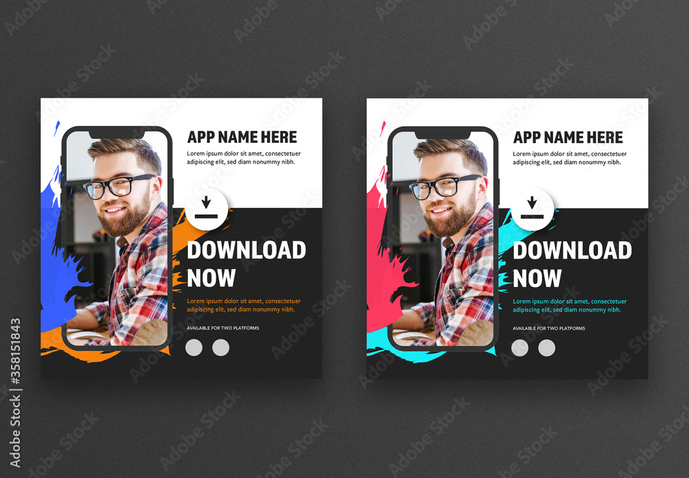 App Presentation Social Media Post Layouts Stock Template | Adobe Stock