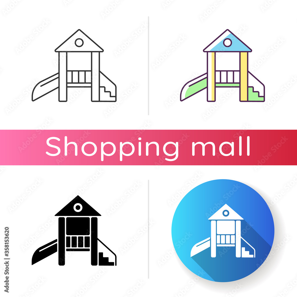 Children play area icon. Playground slide. Child outdoor entertainment ...