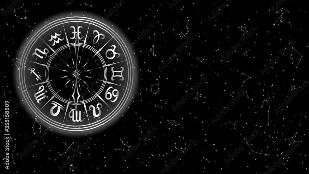 Animated Round Frame with Zodiac Sign. Black and White Horoscope Symbol ...