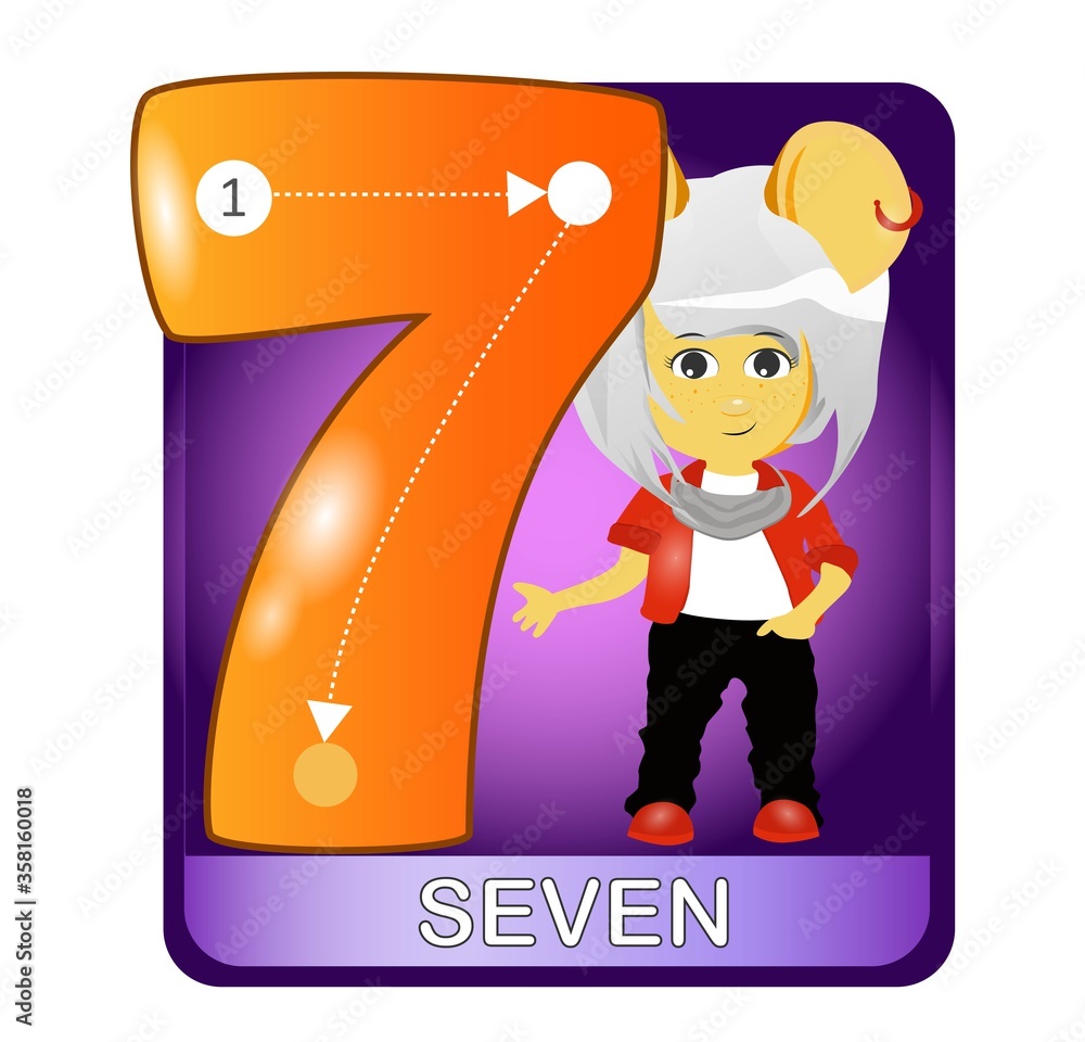 Learning Number 7 with funny mouse. Coloring printable worksheet for ...