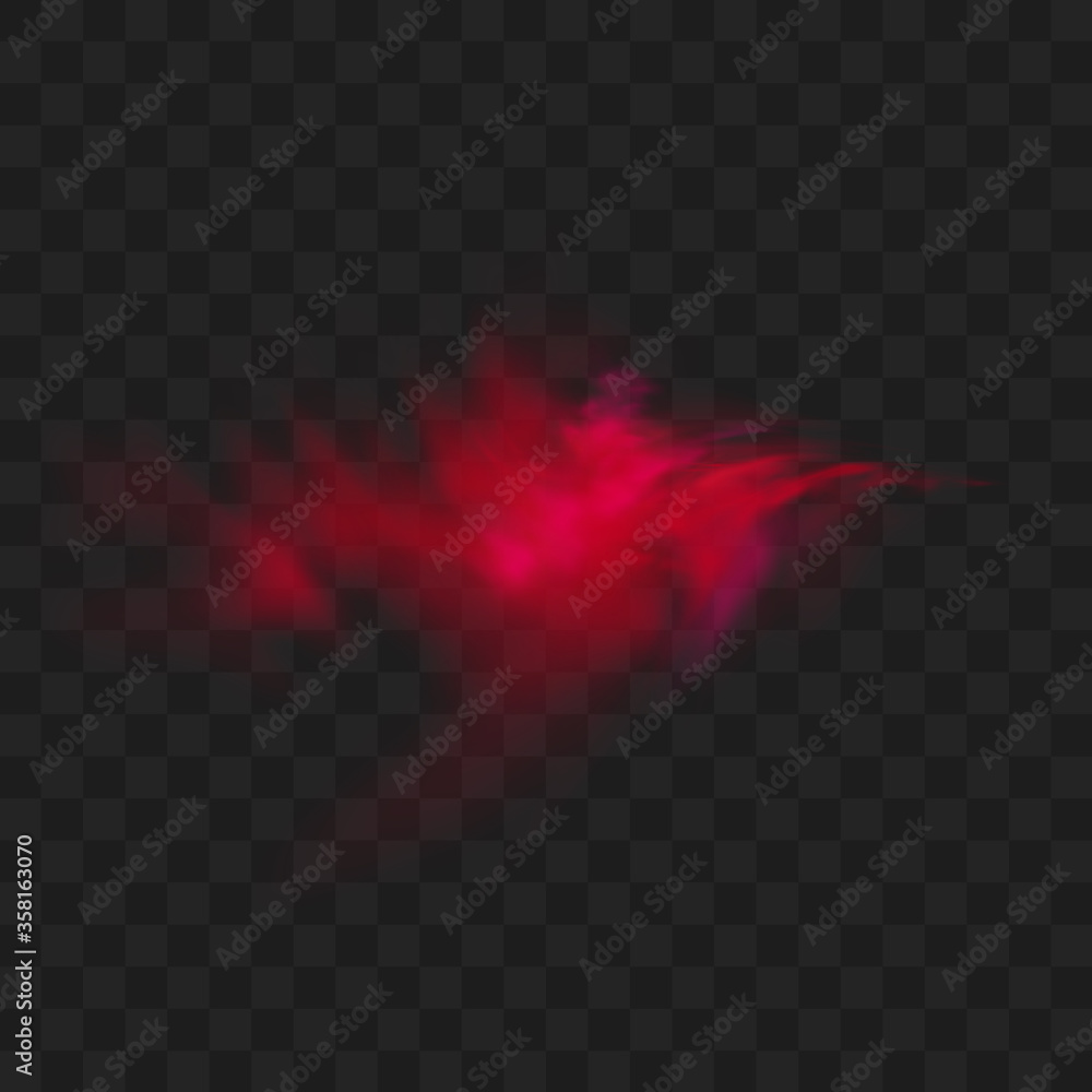 Red smoke or fog color isolated on transparent dark background ...