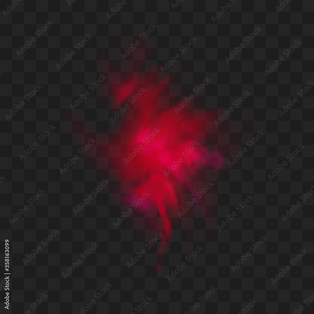 Red smoke or fog color isolated on transparent dark background ...