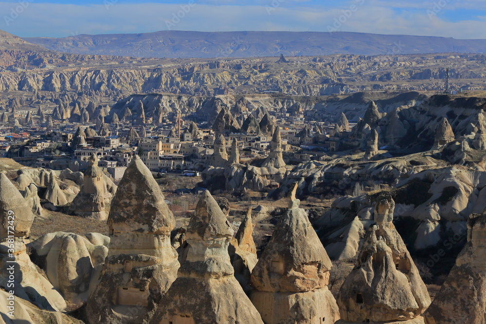 The magnificent Cappadocia valley with its rocky structure formed by ...