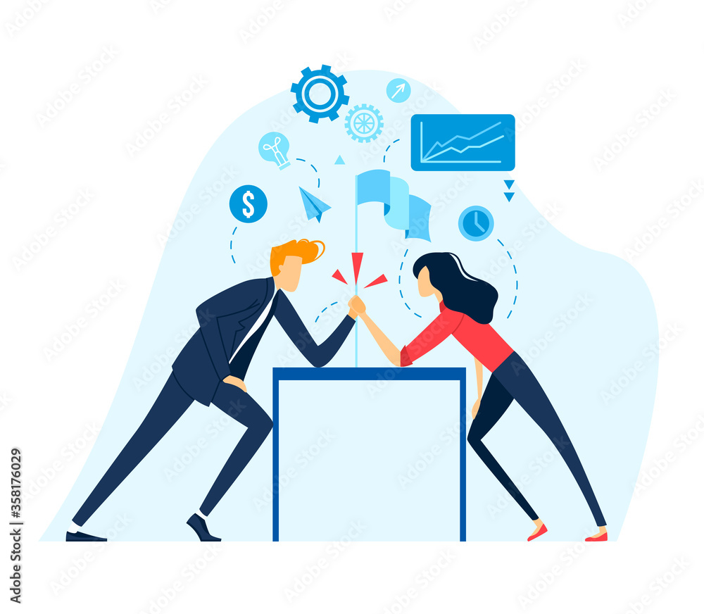 Business arm wrestling, businessman businesswoman competition ...