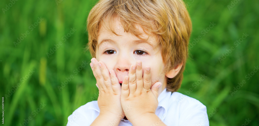Shocked and surprised boy. Funny child boy. Smiling amazed or surprised ...