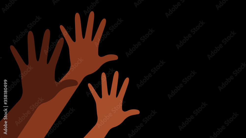 Black lives matter. Hands with different skin colors . Vector ...