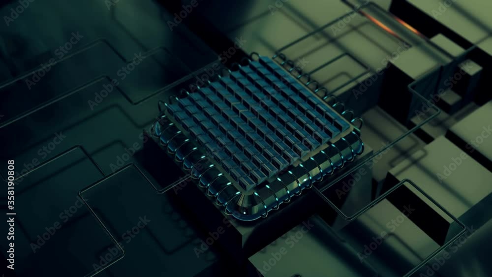 Data transmission futuristic virtual abstract technology CPU processor on database circuit board ...