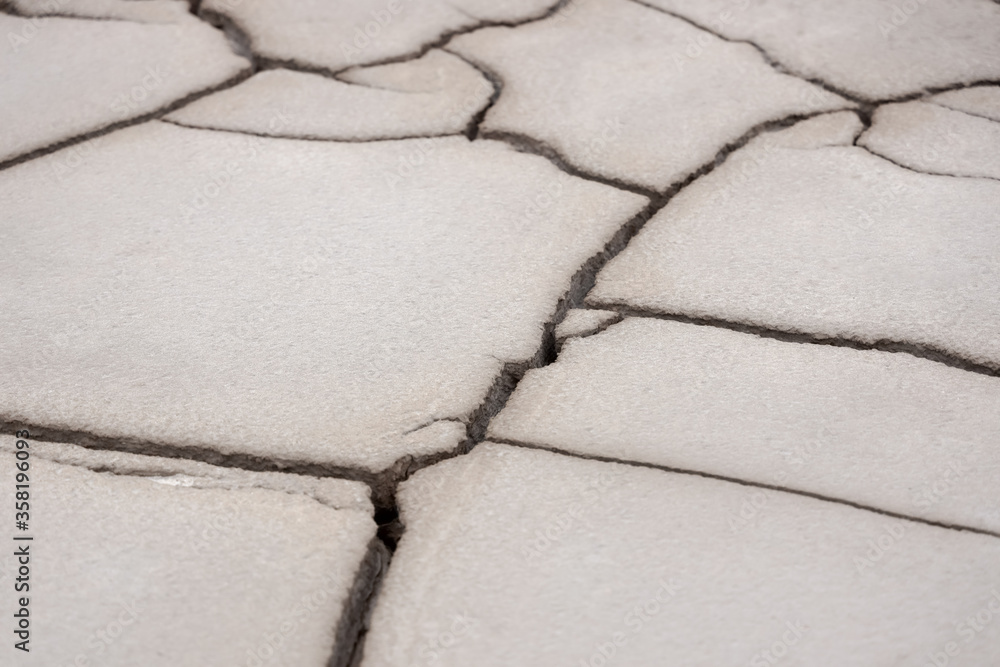 Scenic martian landscape, Gray ground landscape on a cracked earth ...