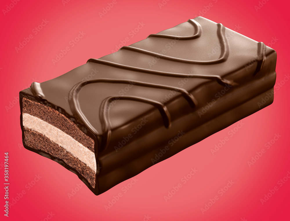 choco pie chocolate coated snacks isolated background. 3d illustration ...