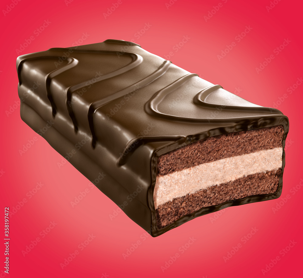 choco pie chocolate coated snacks isolated background. 3d illustration ...