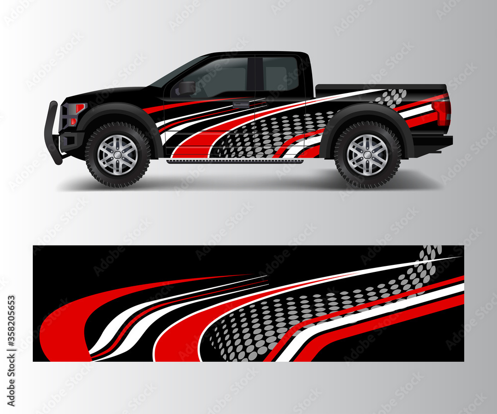 wrap graphic design vector for off road truck. Abstract sporty and ...