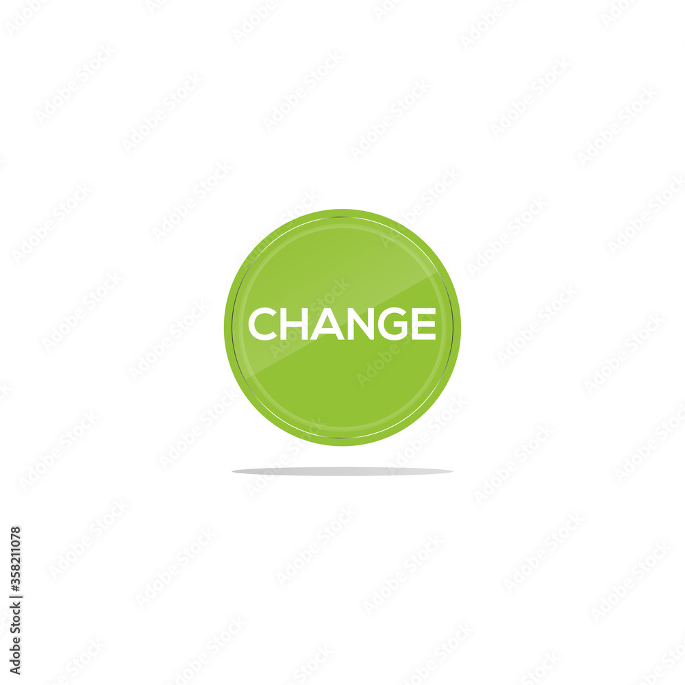 Writing change in a green circle. There is a circular glass in front of ...