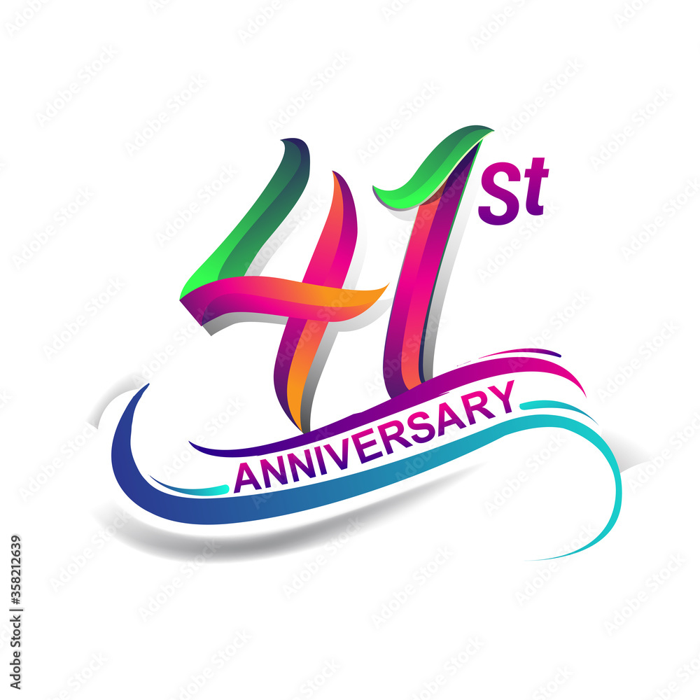 41st anniversary celebration logotype colorful design. Birthday logo on ...