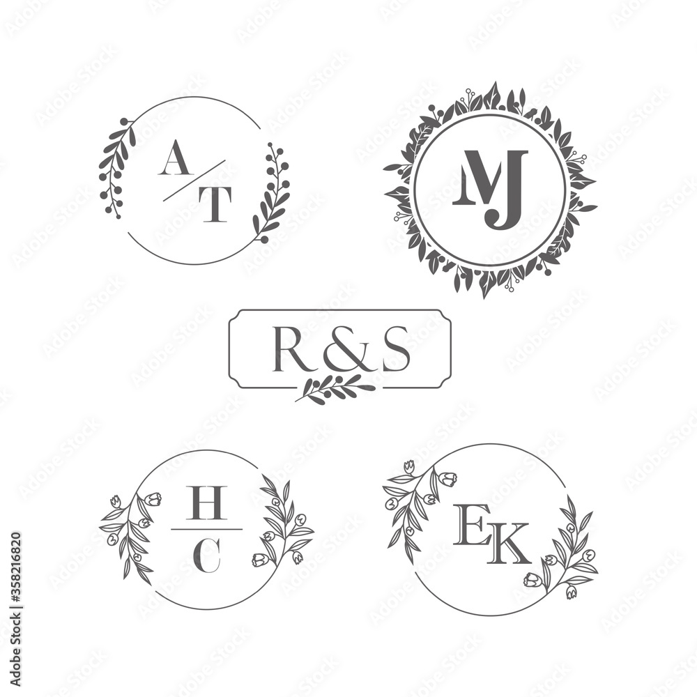 beautiful handrawn flowers vector logo with initial alphabet for your ...