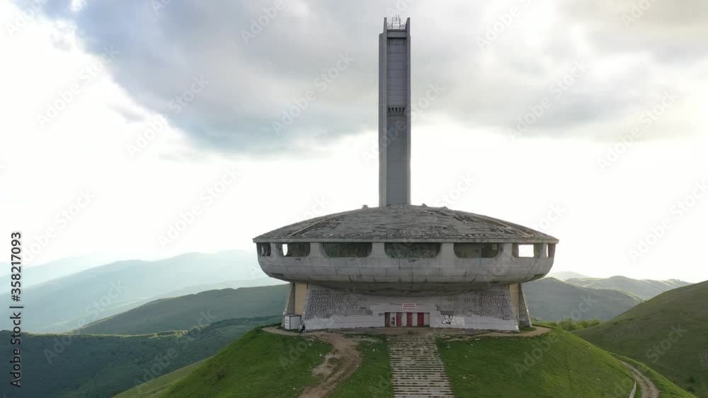 Buzludja, Bulgaria. Dron top view on one of the largest in Europe ...