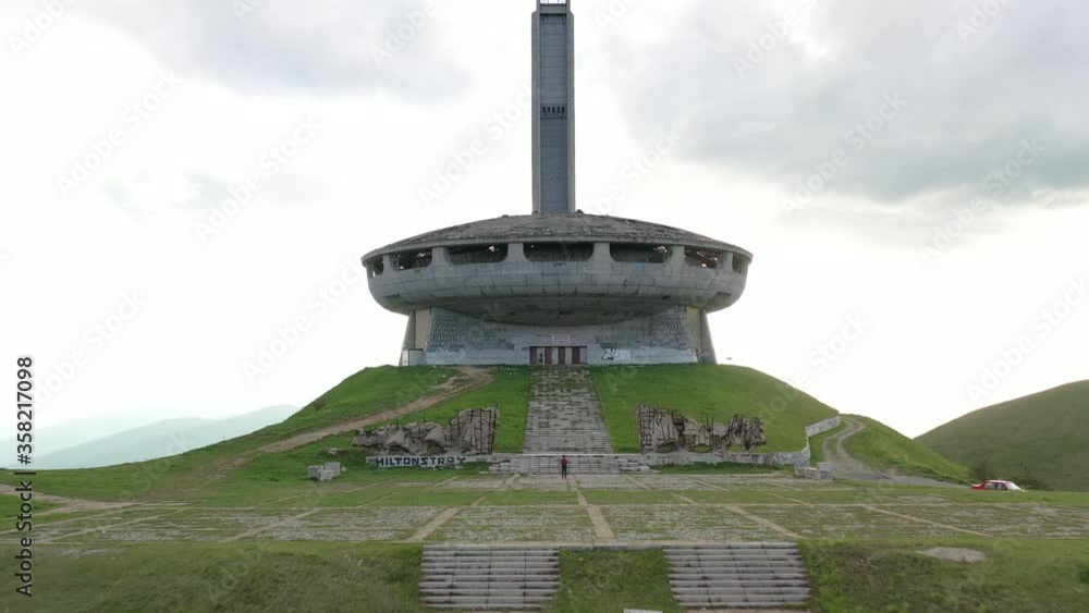 Vidéo Stock Buzludja, Bulgaria. Dron top view on one of the largest in ...