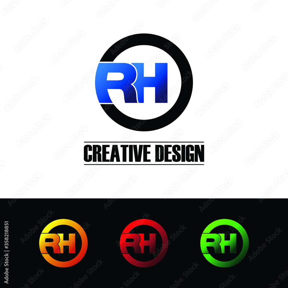 Letter RH circle logo design vector. monogram logo vector illustration ...