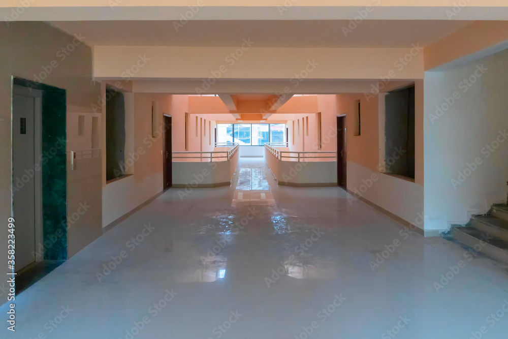 Inside view of new building, being built at Rajarhat New Town area of ...